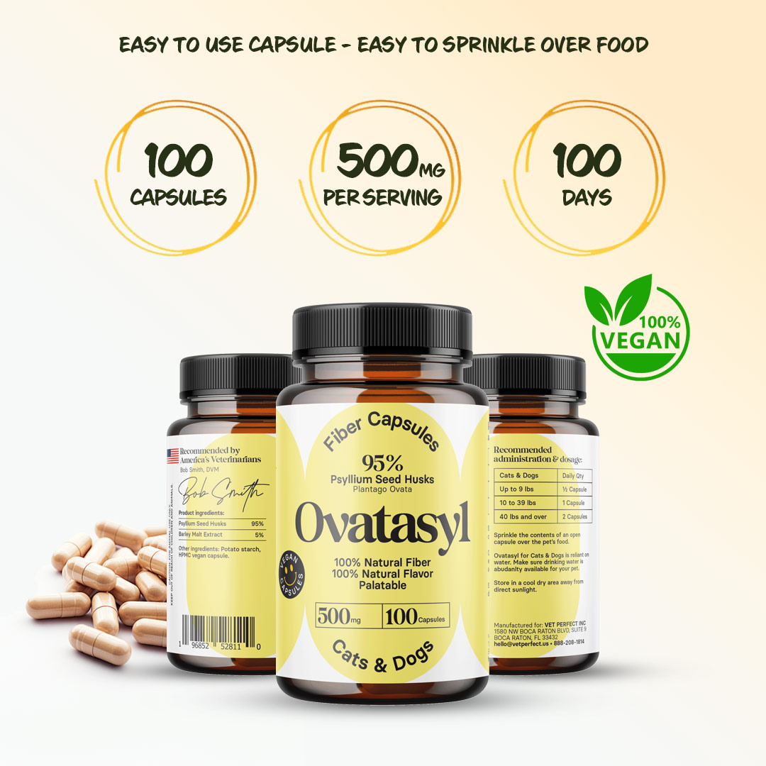 Ovatasyl 500 mg fiber for cats & dogs 100 capsules | MedsMeHappy